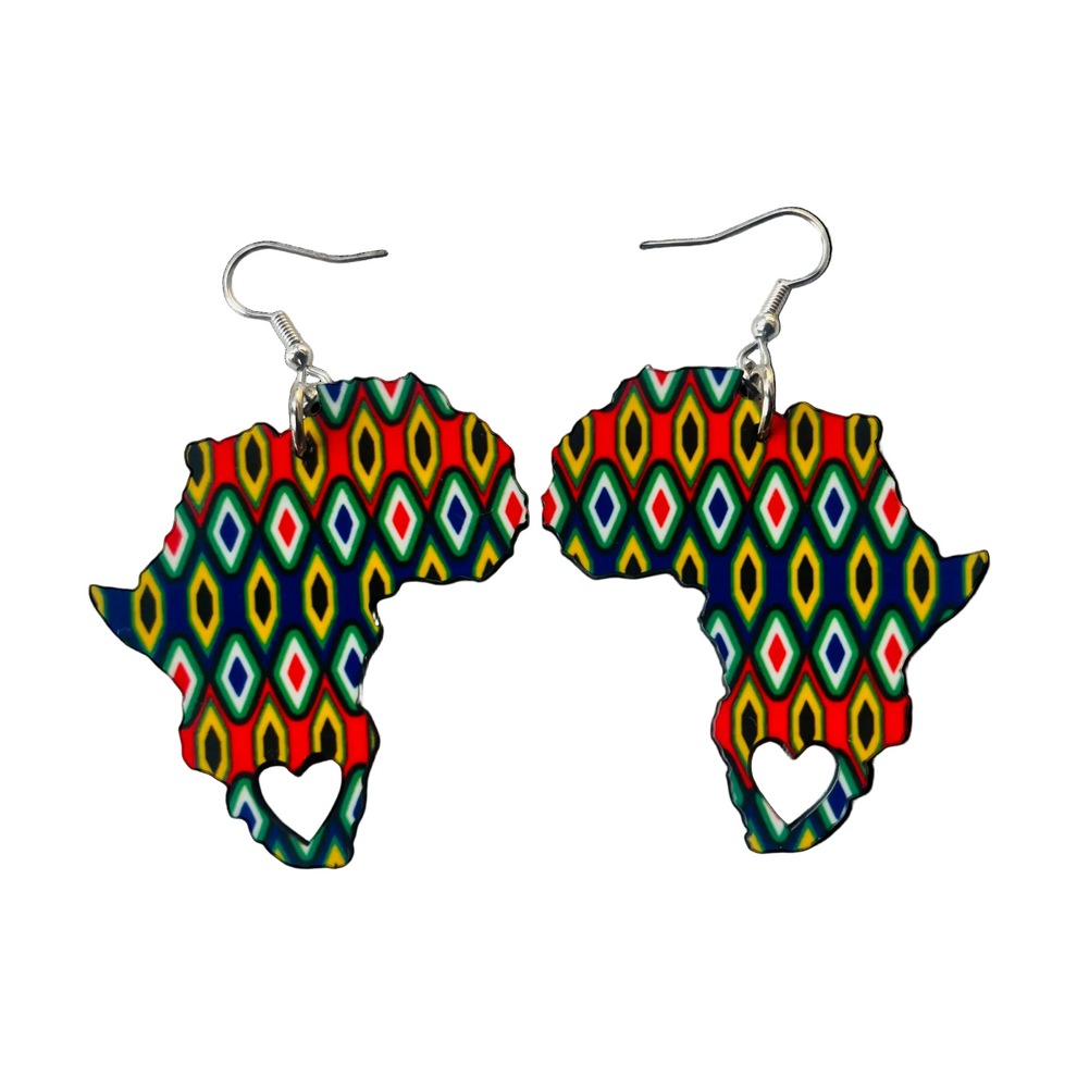 South African Flag-Inspired Africa Map Earrings – African Pride Collection
