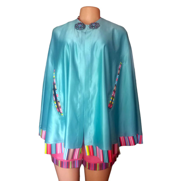 Mashudu Poncho with Striped Hem – African Pride Collection